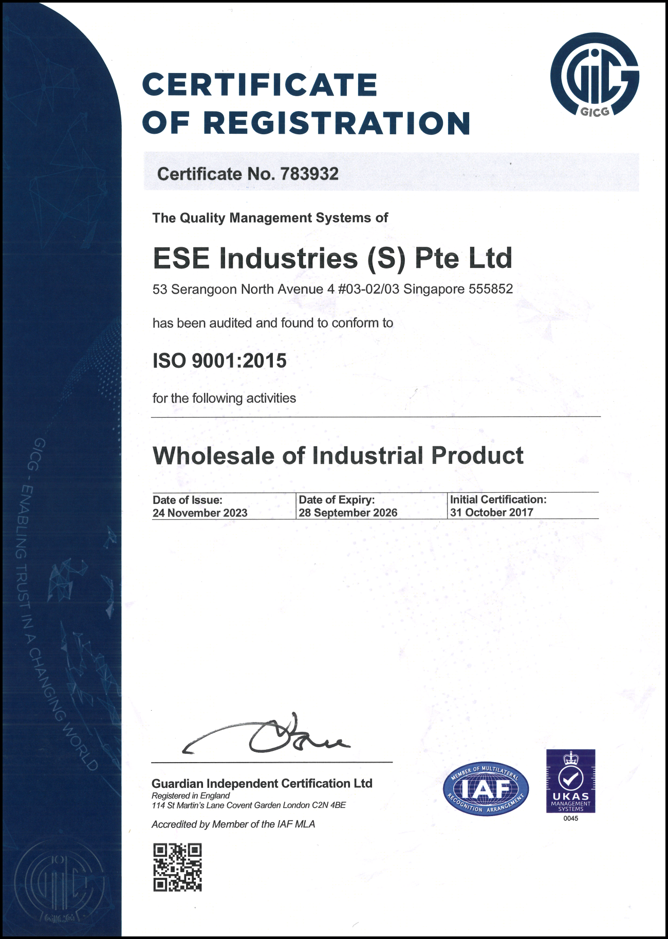 About Us - ESE Industries (S) Pte Ltd